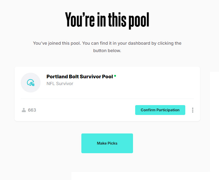 NFL Survivor Pool - Portland Bolt